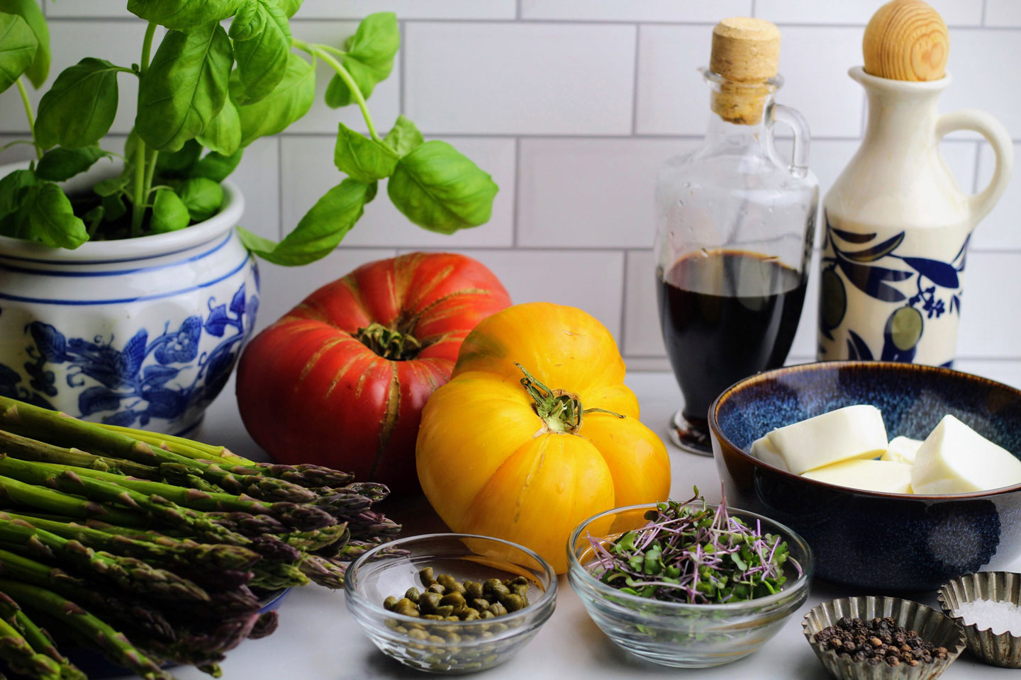 Stacked Caprese Salad with Asparagus from McCaffrey House Bed ...